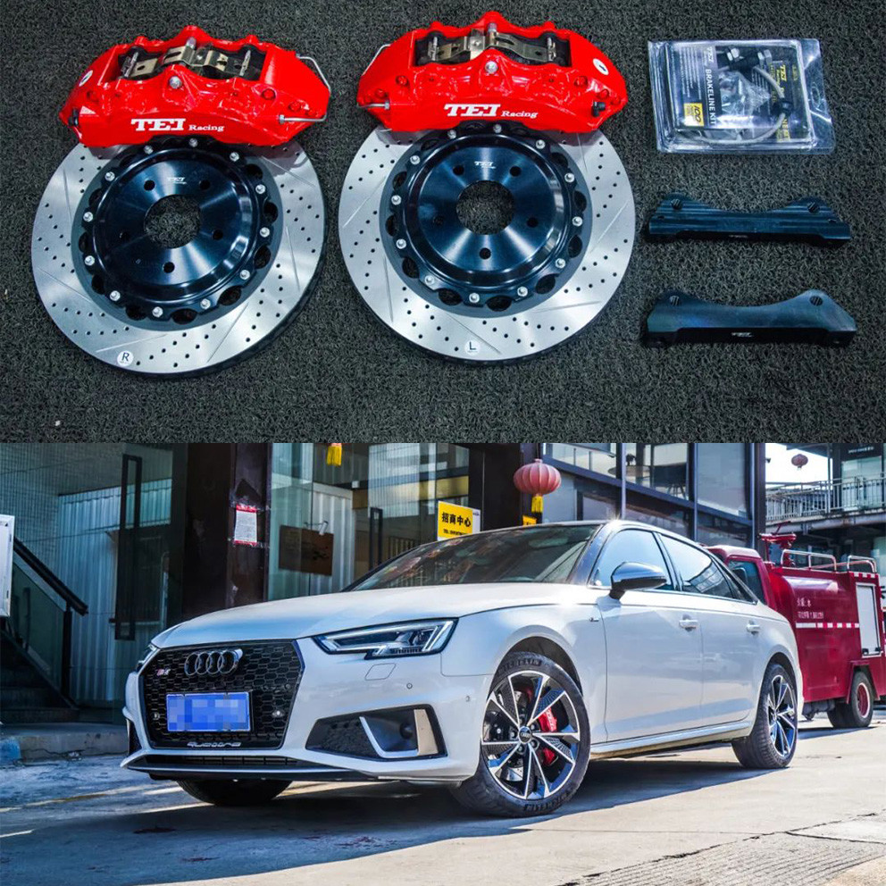 Front Audi Big Brake Kit For A4 B9 18 Inch 6 Piston Caliper Brake Kit ...