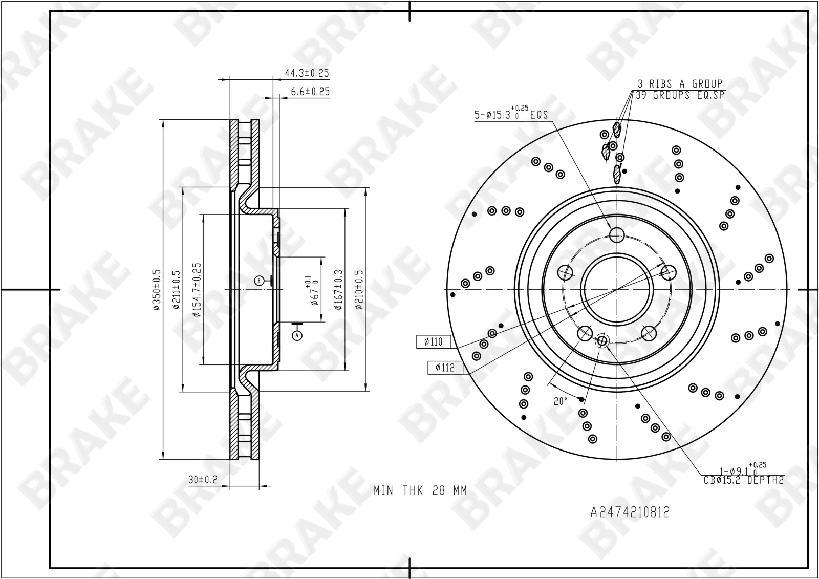 A Class W177 Mercedes Big Brake Kit 18 Inch Car Rim Front 6 Piston ...