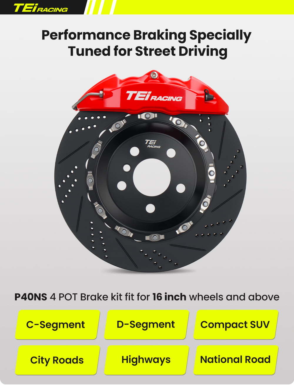 TEI P40NS High Quality 4 Pot Brake Calipers Kit With 300/330mm Disc For ...