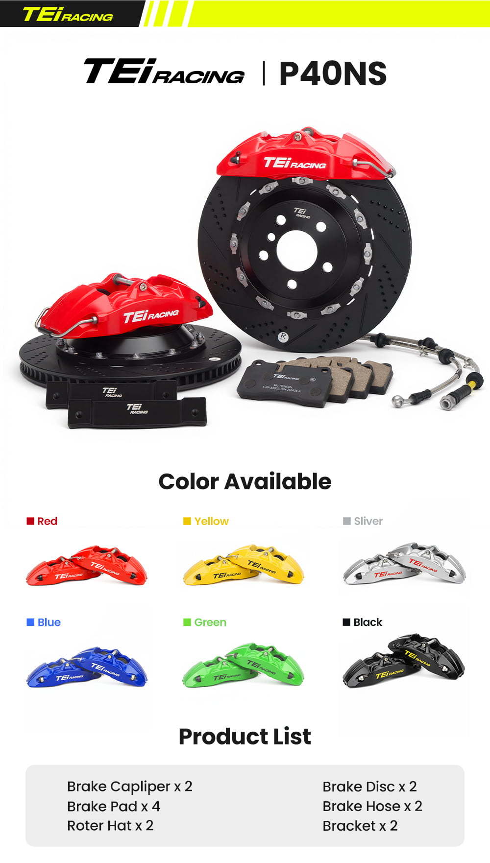 TEI P40NS High Quality 4 Pot Brake Calipers Kit With 300/330mm Disc For ...